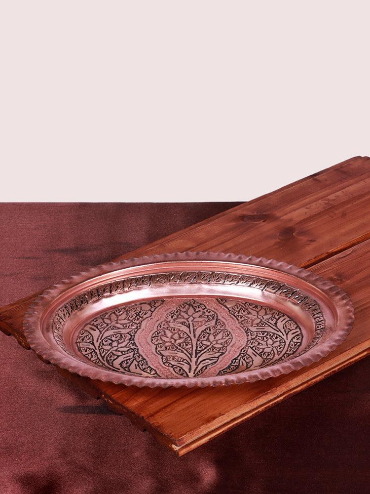 Kashmiri Copper Serving Tray - Shop Handcrafted Elegance Now! Hamiast