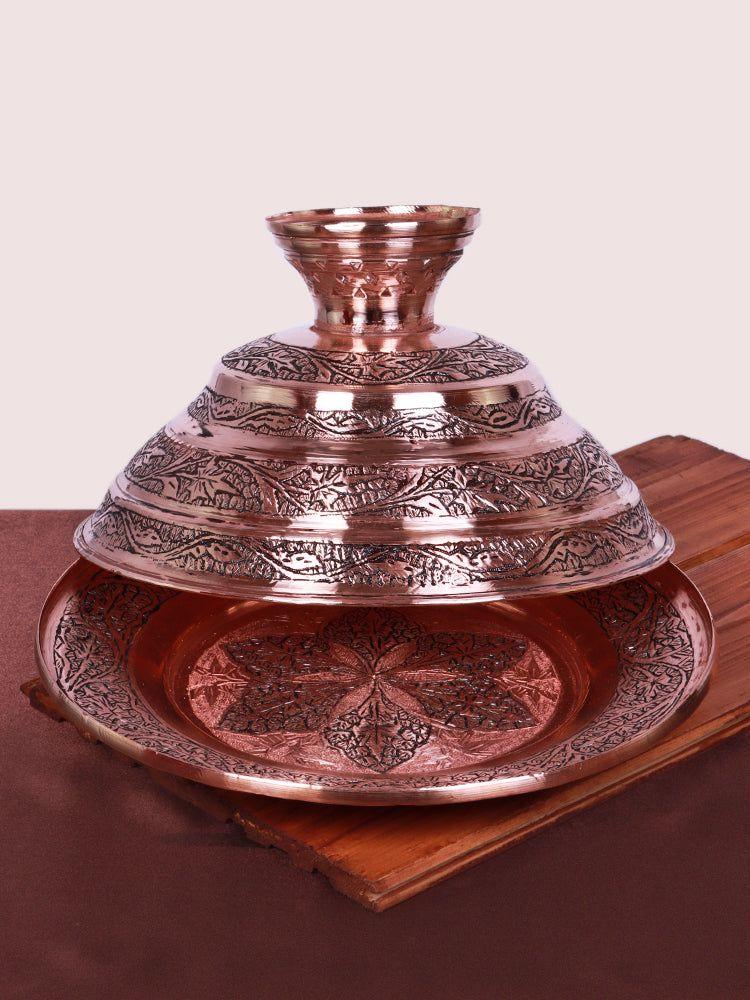 Handcrafted Floral Engraved Trami Sarposh | Kashmiri Copperware – Hamiast