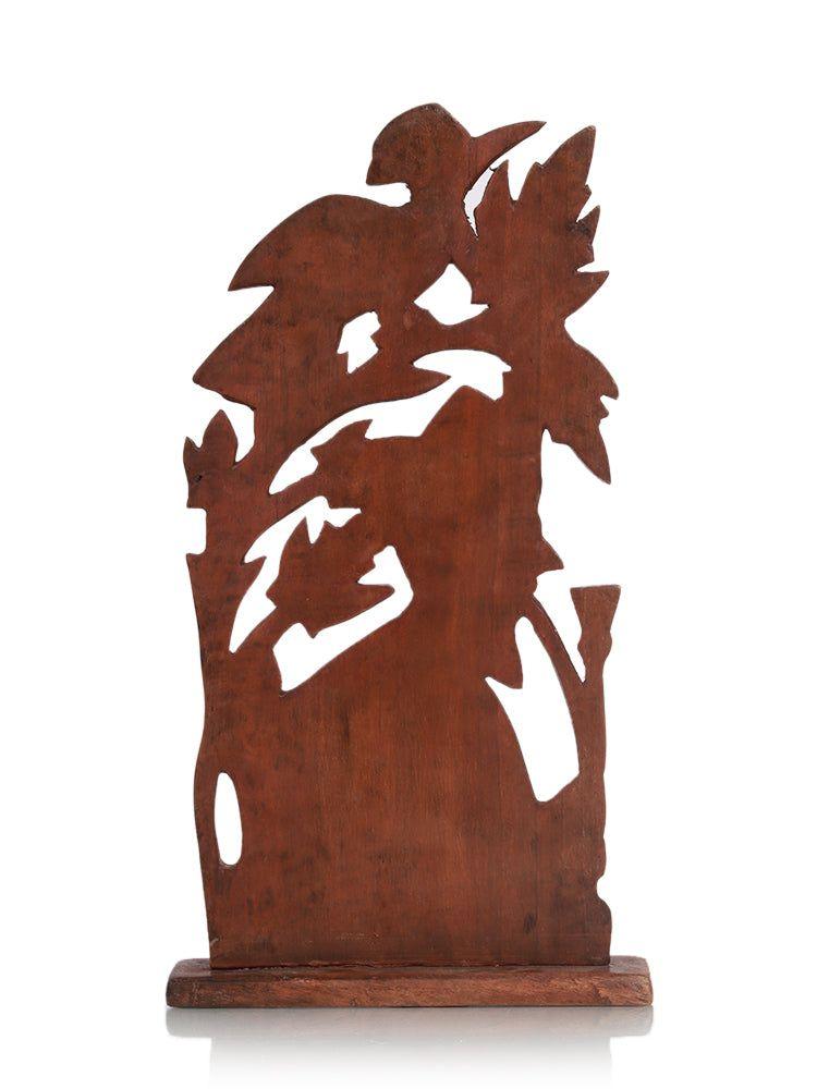 Handcrafted Piper & Bird on Chinar Leaf Sculpture | Kashmiri Walnut Art ...